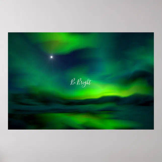 *Northern Lights North Star Be Bright Quote Poster | Zazzle
