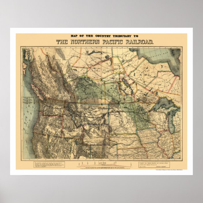Northern Pacific Railroad Map 1871 Poster | Zazzle.com