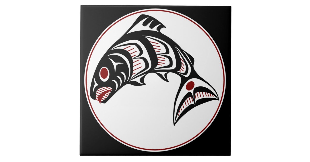 Northwest Pacific coast Haida art Salmon Ceramic Tile | Zazzle