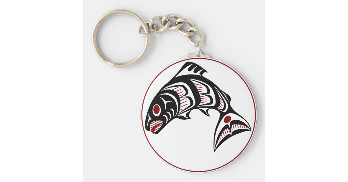 Northwest Pacific coast Haida art Salmon Keychain | Zazzle