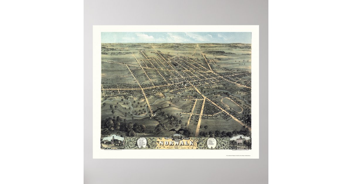 Norwalk, OH Panoramic Map - 1870 Poster | Zazzle