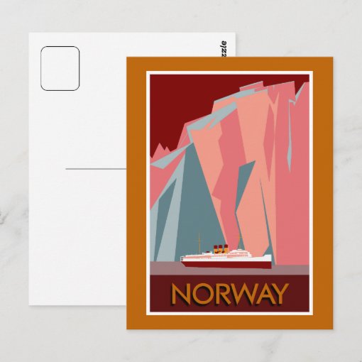 Norway fjords retro vintage style travel postcard | Zazzle