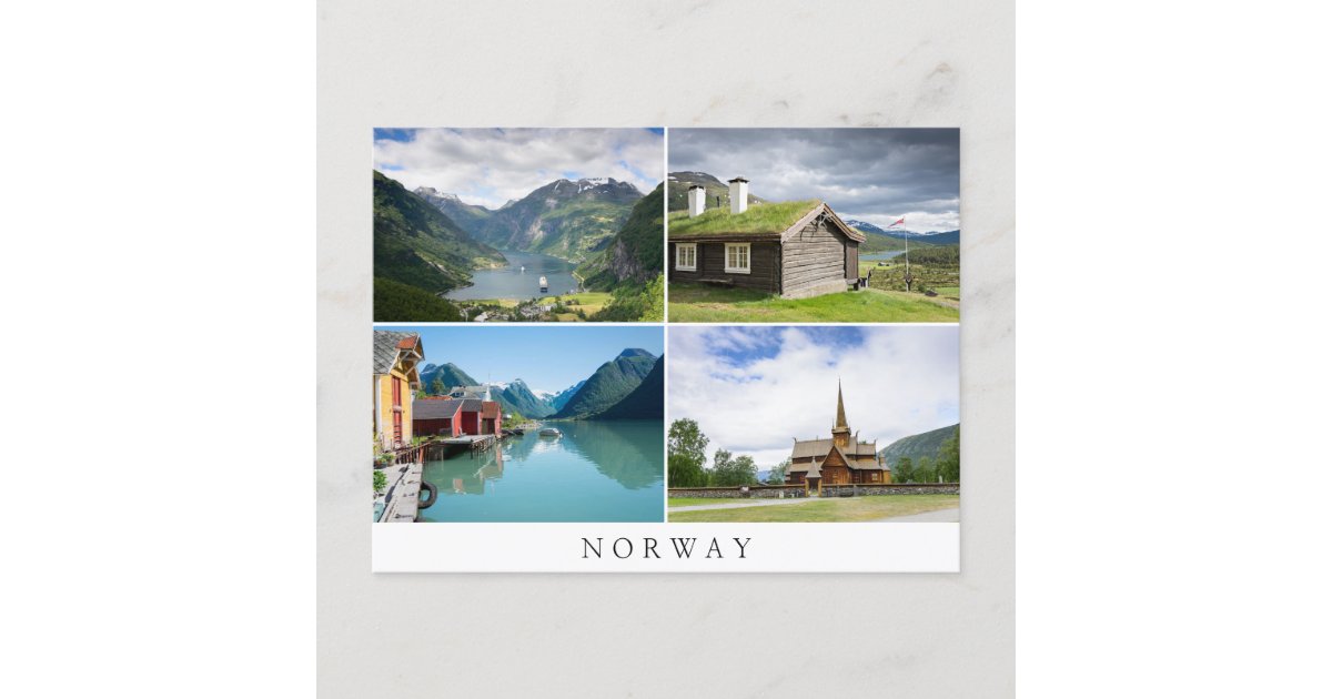 Norway landscapes collage text postcard | Zazzle