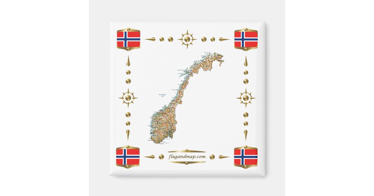 Norway Map + Flags Magnet | Zazzle