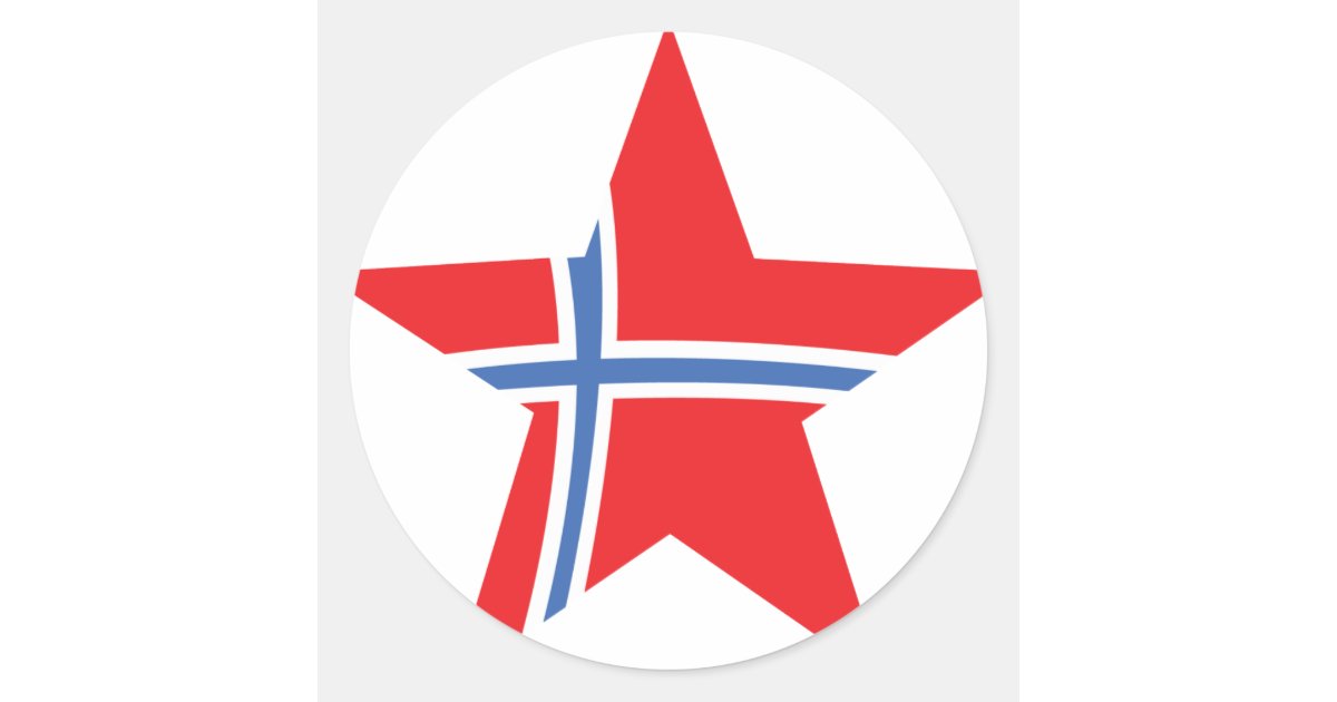 Norway Red Star - Flag Classic Round Sticker | Zazzle