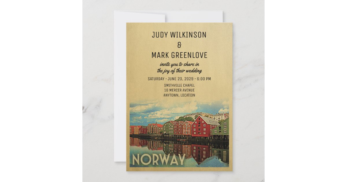 Norway Wedding Invitation Norwegian | Zazzle
