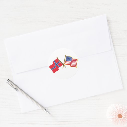 Norwegian American Flags Classic Round Sticker | Zazzle