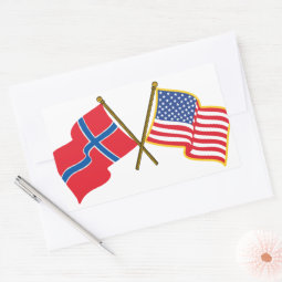 Norwegian American Flags Rectangular Sticker | Zazzle