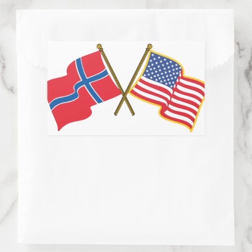 Norwegian American Flags Rectangular Sticker | Zazzle