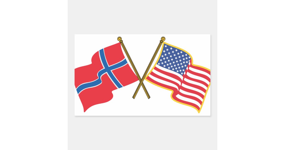Norwegian American Flags Rectangular Sticker | Zazzle