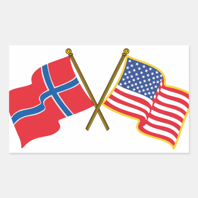 Norwegian American Flags Rectangular Sticker | Zazzle