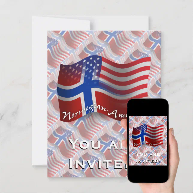 Norwegian-American Waving Flag Invitation | Zazzle
