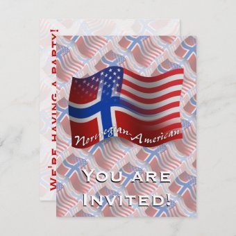 Norwegian-American Waving Flag Invitation | Zazzle