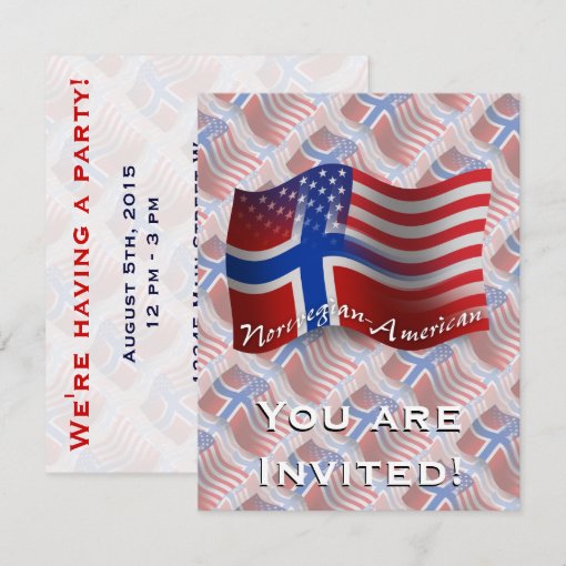 Norwegian-American Waving Flag Invitation | Zazzle