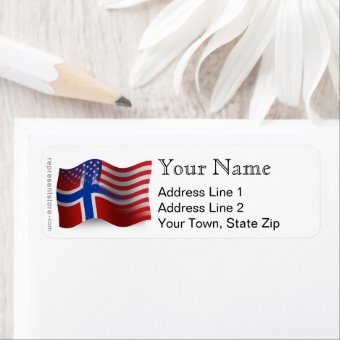 Norwegian-American Waving Flag Label | Zazzle