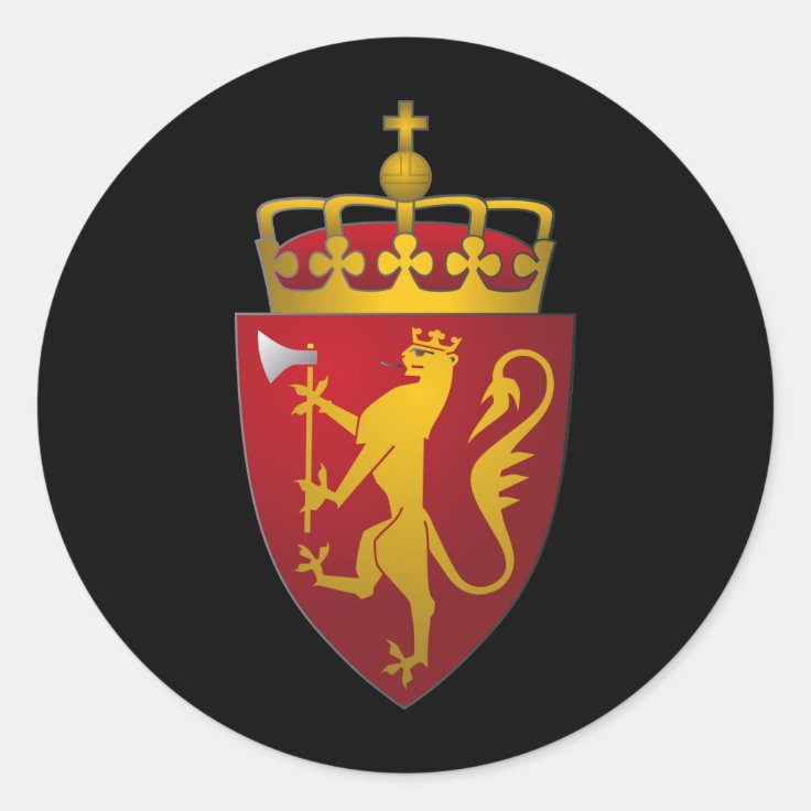 Norwegian Coat of Arms Scandinavian Heraldry Classic Round Sticker | Zazzle