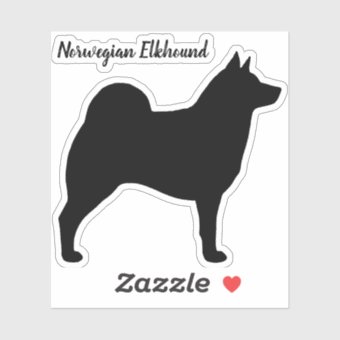 Norwegian Elkhound Dog Silhouette Vinyl Sticker | Zazzle