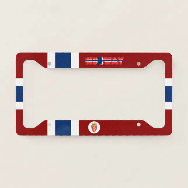 Norwegian flag-coat of arms license plate frame | Zazzle