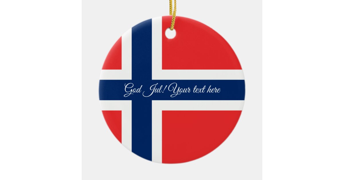 Norwegian flag God Jul Christmas tree ornament | Zazzle