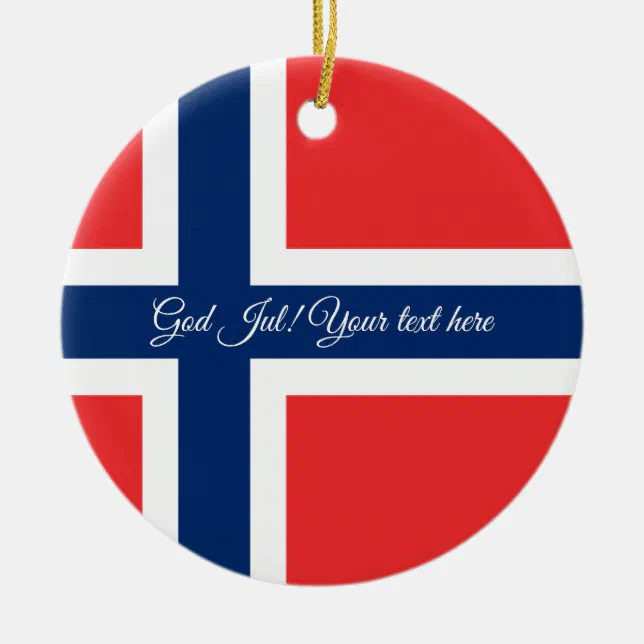 Norwegian flag God Jul Christmas tree ornament | Zazzle