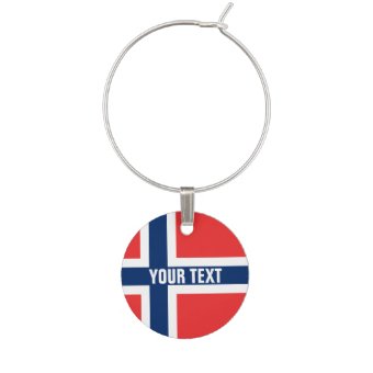 Norwegian flag of Norway custom wine glass charms | Zazzle
