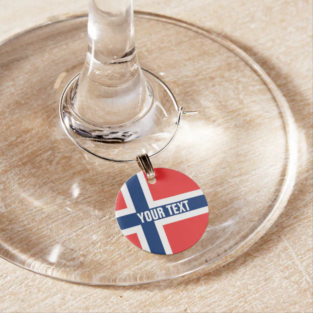 Norwegian flag of Norway custom wine glass charms | Zazzle