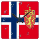 Norwegian flag of Norway custom round wall clock | Zazzle.com