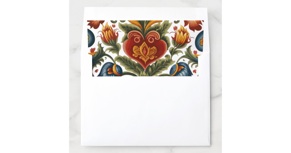Norwegian Rosemaling Heart Envelope Liner | Zazzle