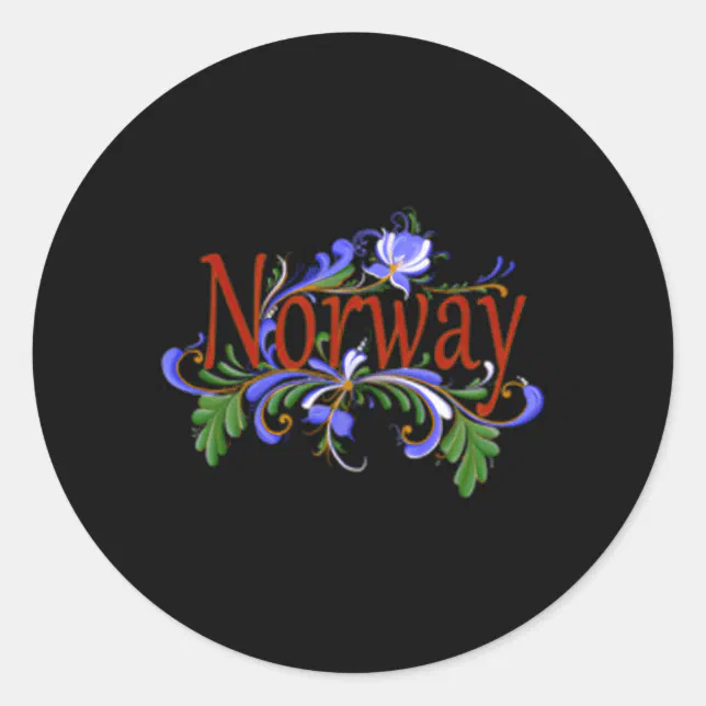 Norwegian Rosemaling Norway Folk Classic Round Sticker | Zazzle