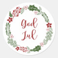 Norwegian & Swedish Merry Christmas Wreath God Jul Classic Round ...