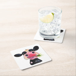 Nosey Friesian Cow ' HURLEY BURLEY ' Coasters | Zazzle