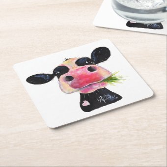 Nosey Friesian Cow ' HURLEY BURLEY ' Coasters | Zazzle