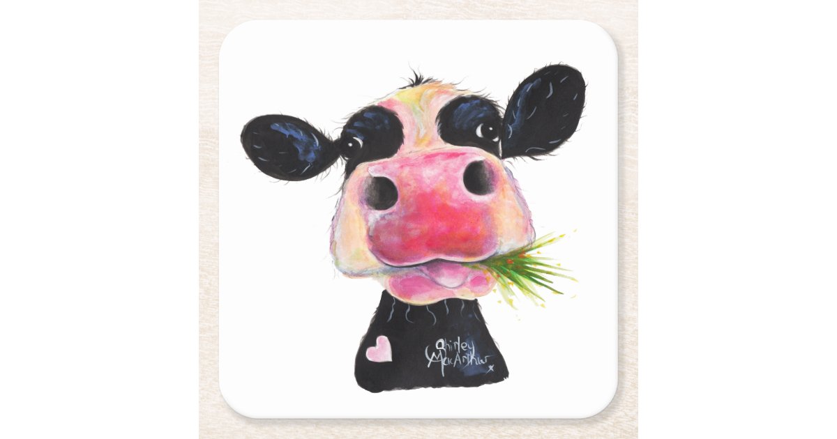 Nosey Friesian Cow ' HURLEY BURLEY ' Coasters | Zazzle