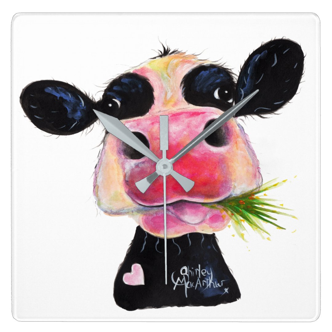 Nosey Friesian Cow ' HURLEY BURLEY ' Wall Clock | Zazzle