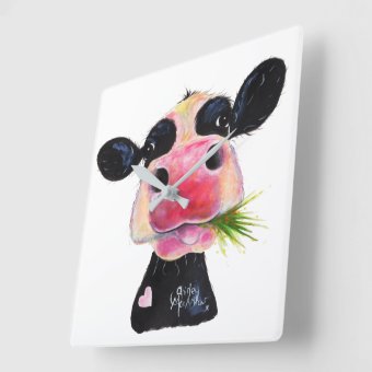 Nosey Friesian Cow ' HURLEY BURLEY ' Wall Clock | Zazzle