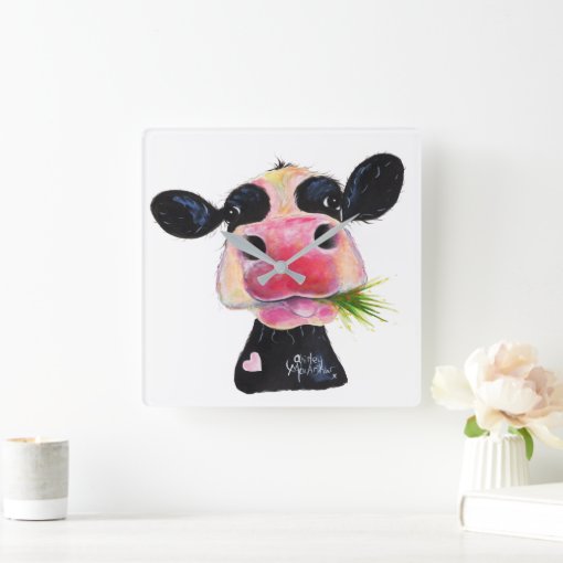 Nosey Friesian Cow ' HURLEY BURLEY ' Wall Clock | Zazzle