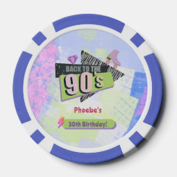 Nostalgic Back to the 90s Retro Birthday Party Poker Chips | Zazzle