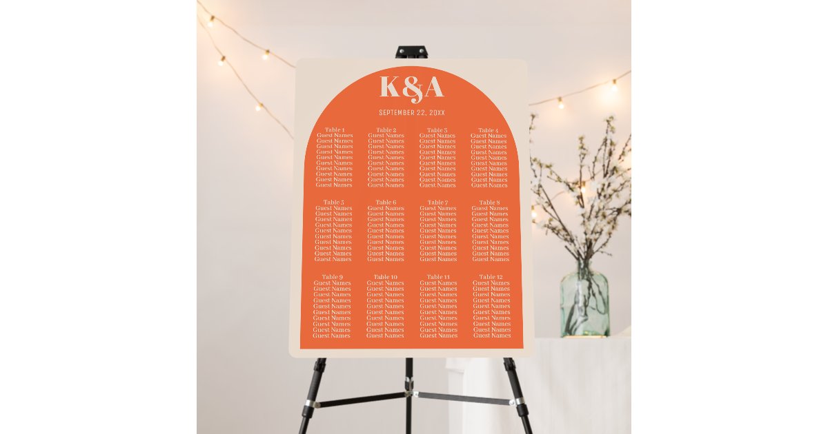 Nostalgic Charm Retro Wedding Seating Chart Foam Board | Zazzle