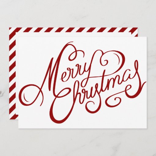 Nostalgic Christmas Red Script Custom text Holiday Card | Zazzle