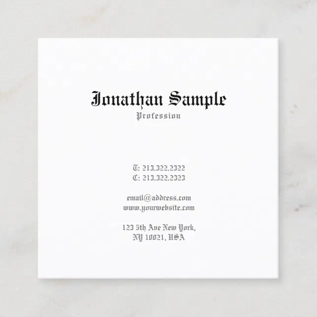 Nostalgic Classic Simple Chic Design Old English Square Business Card ...