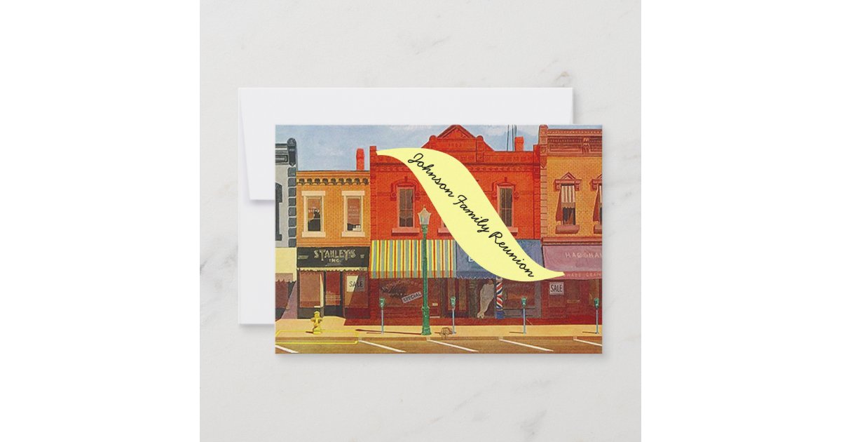 Nostalgic Hometown City Street Reunion Invitations | Zazzle