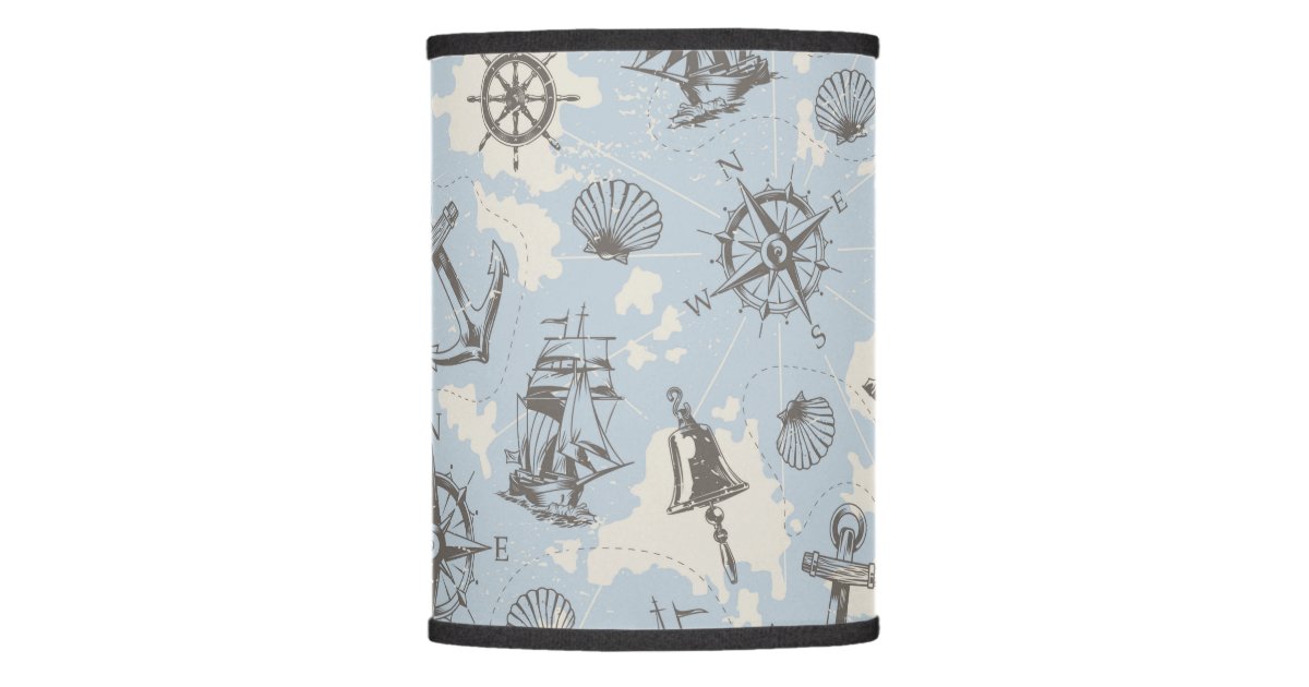 Nostalgic nautical themed blue pattern lamp shade | Zazzle