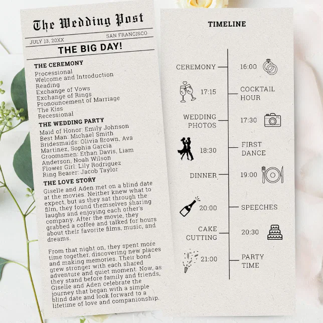 Nostalgic Newspaper Wedding Program | Zazzle