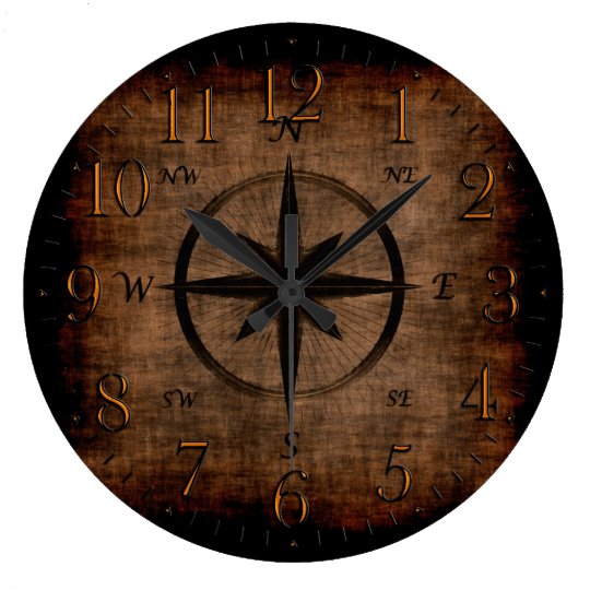 Nostalgic Old Compass Rose Large Clock
