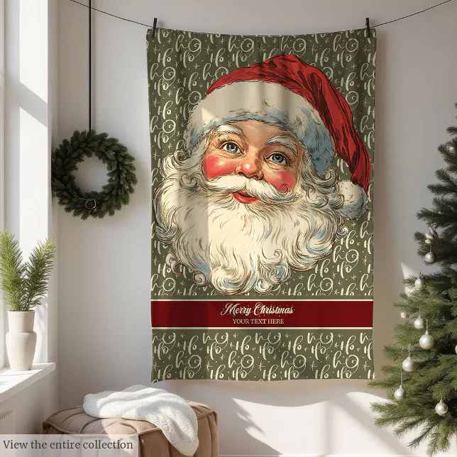 Nostalgic Santa Claus Throw with Classic Look Fleece Blanket | Zazzle