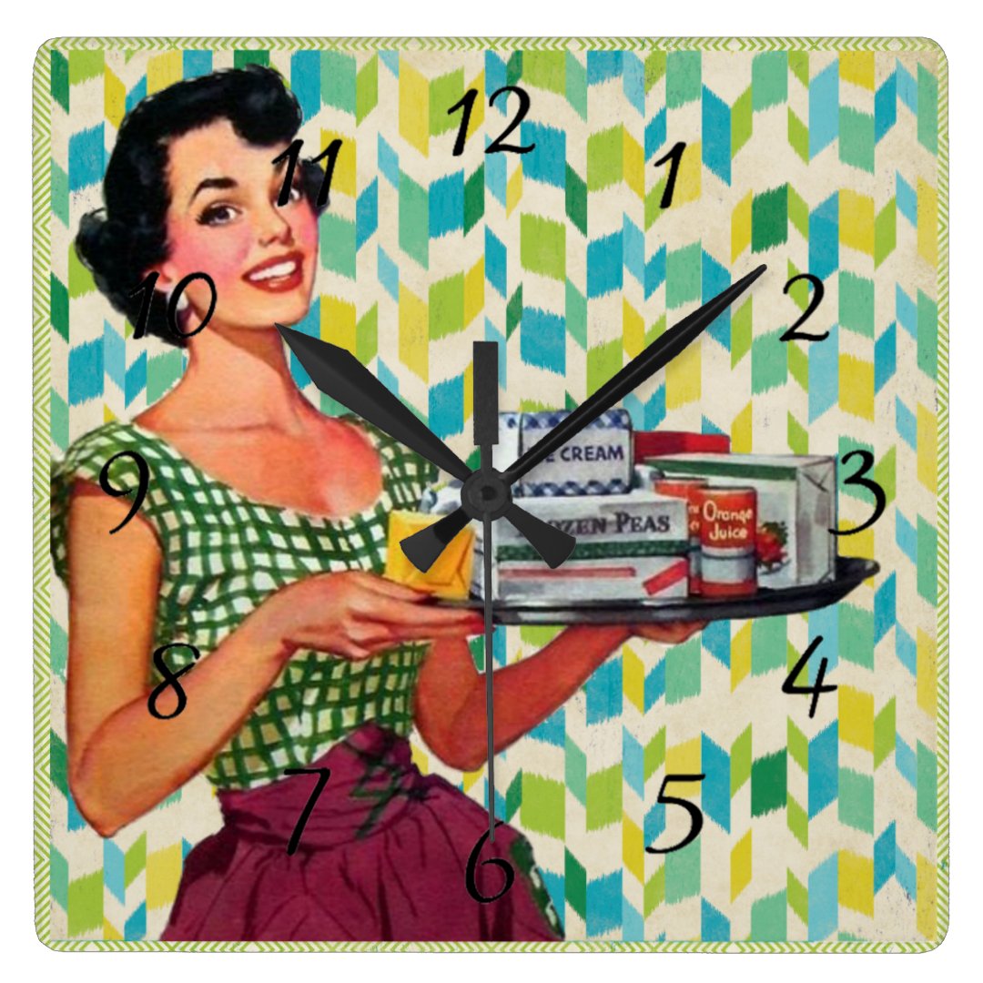Nostalgic Vintage Retro Lady Kitchen Clock | Zazzle