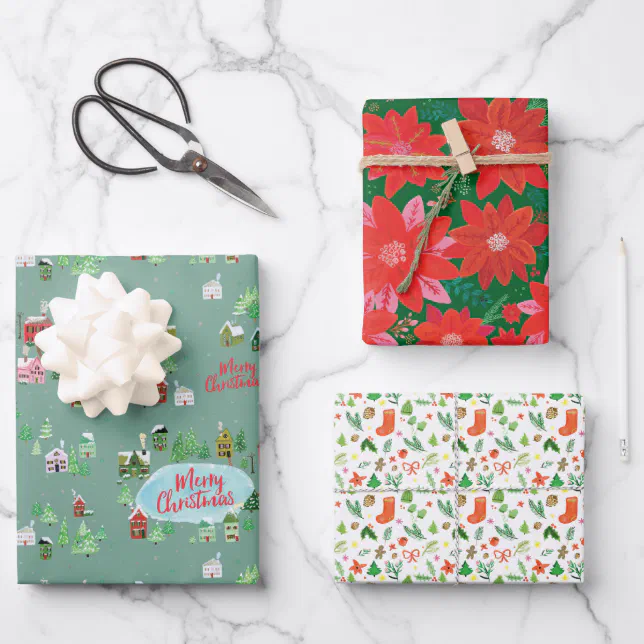 Nostalgic Winter Village Christmas Wrapping Paper Sheets | Zazzle