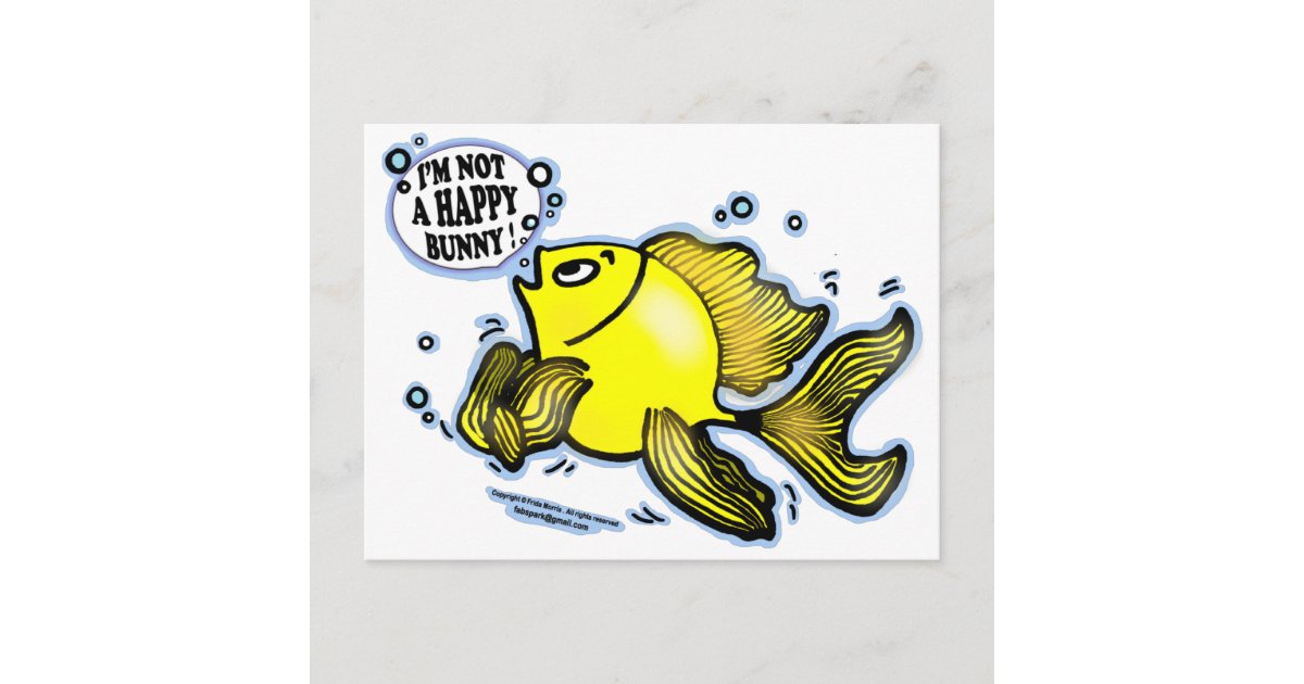 Not a Happy Bunny Fish Postcard | Zazzle
