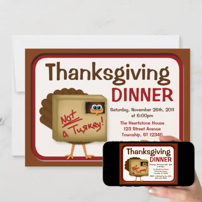 Not a Turkey Thanksgiving Dinner Invitations | Zazzle