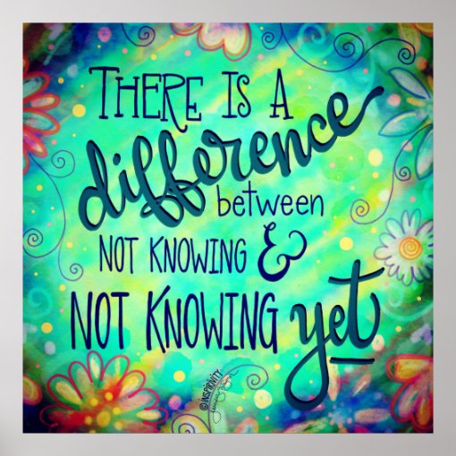 Not Know Yet Inspiring Quote Inspirivity Poster | Zazzle